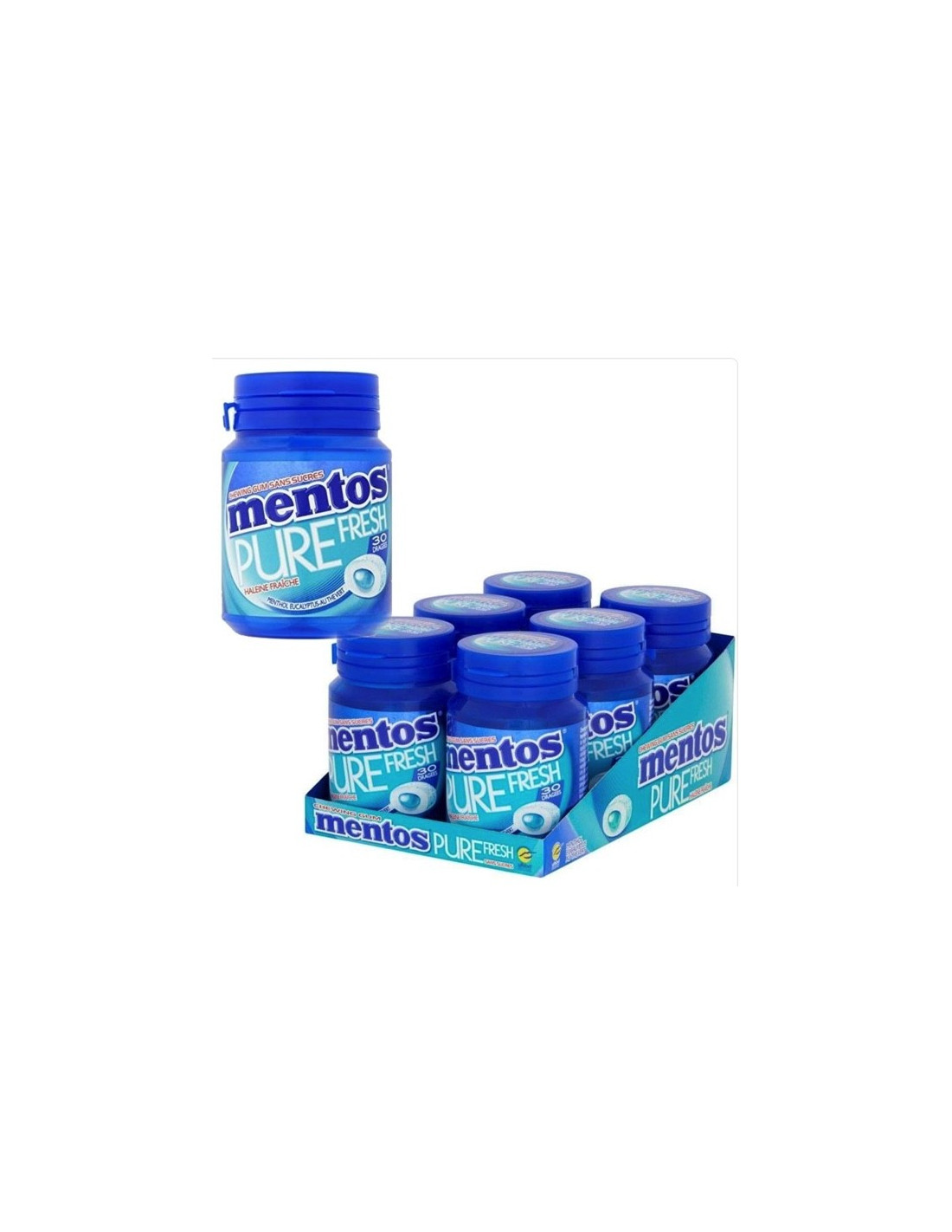 Mentos bottle Pure Fresh Menthol Eucalyptus sans sucres - le lot de 6